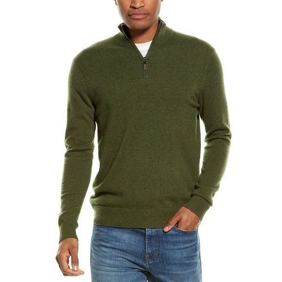 Qi | Sweaters | Qi Mens Cashmere 4zip Mock Sweater Green | Poshmark